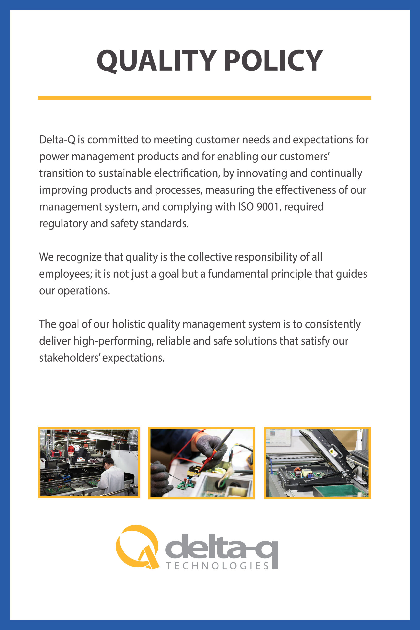 Quality Policy | About | Delta-Q Technologies